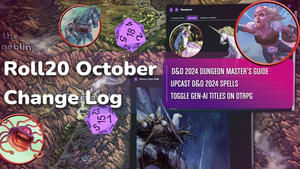 Roll20 October Change Log | D&D 2024 Dungeon Master's Guide, Upcast D&D 2024 Spells, Toggle Gen ...
